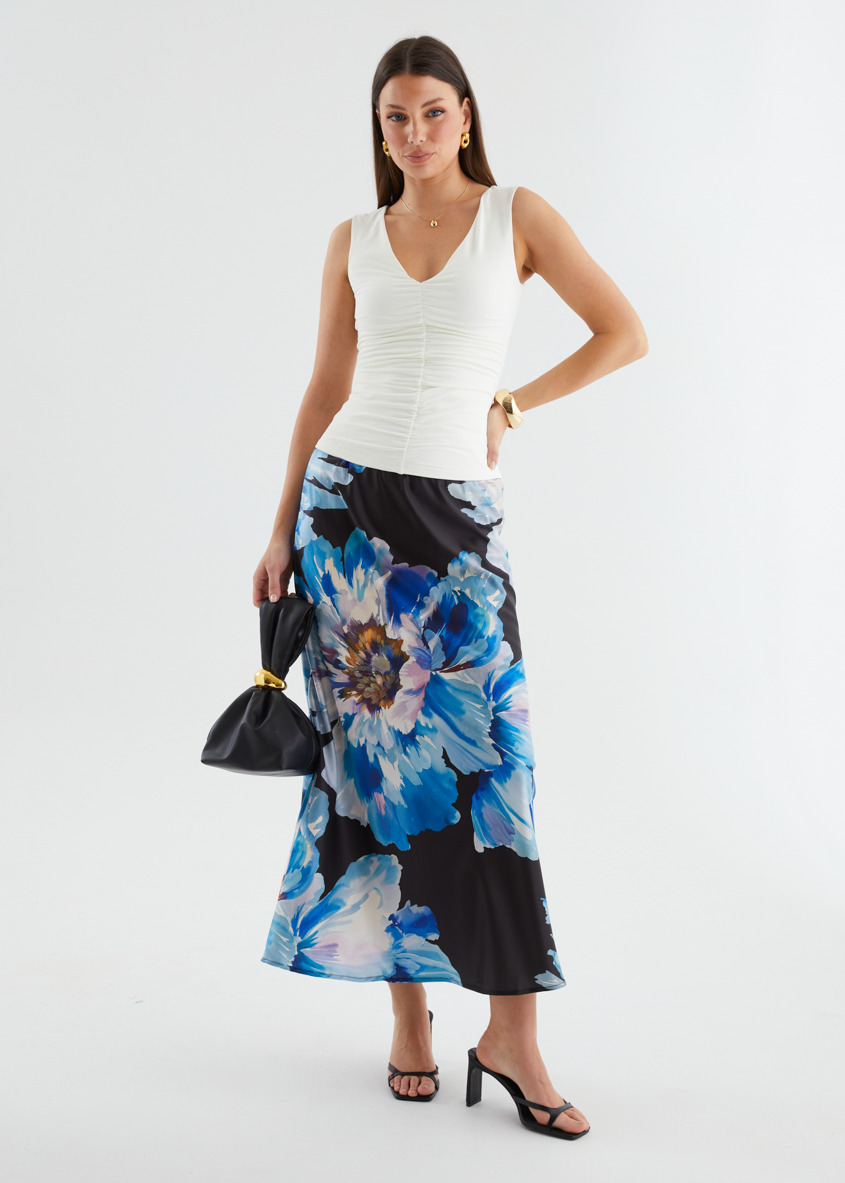 Allie Maxi Skirt - Midnight Bloom – Gingham & Heels