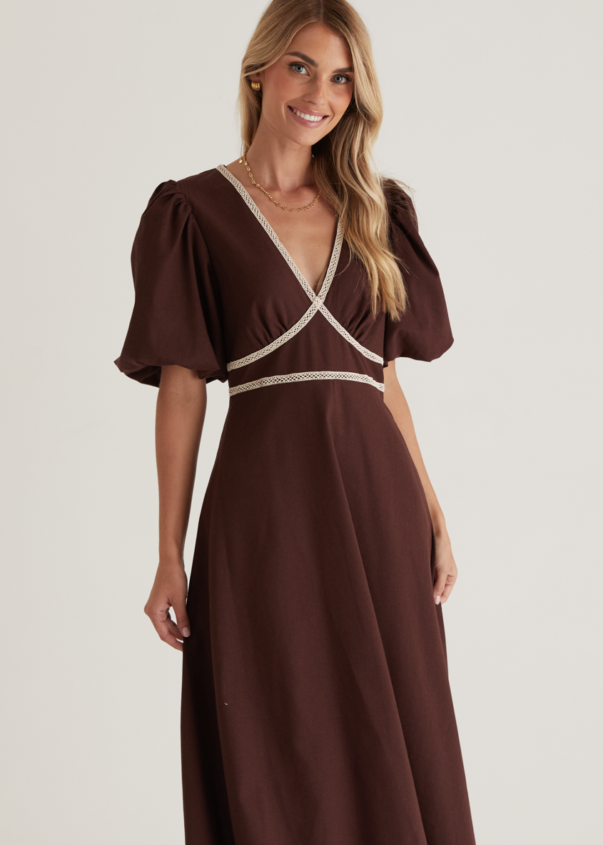 Ellodie Maxi Dress - Espresso – Gingham & Heels