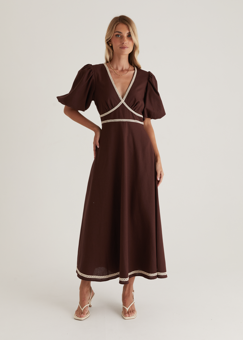 Ellodie Maxi Dress - Espresso – Gingham & Heels