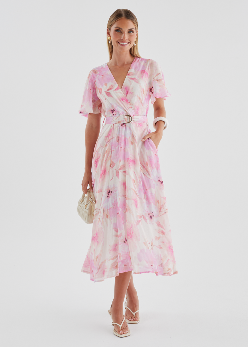 Zanzibar Midi Dress - Pink Floral – Gingham & Heels