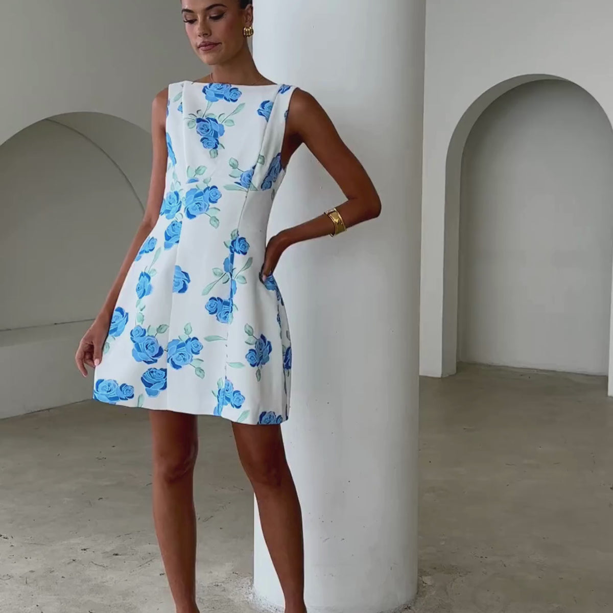 Clarissa Dress - Azure Floral – Gingham & Heels