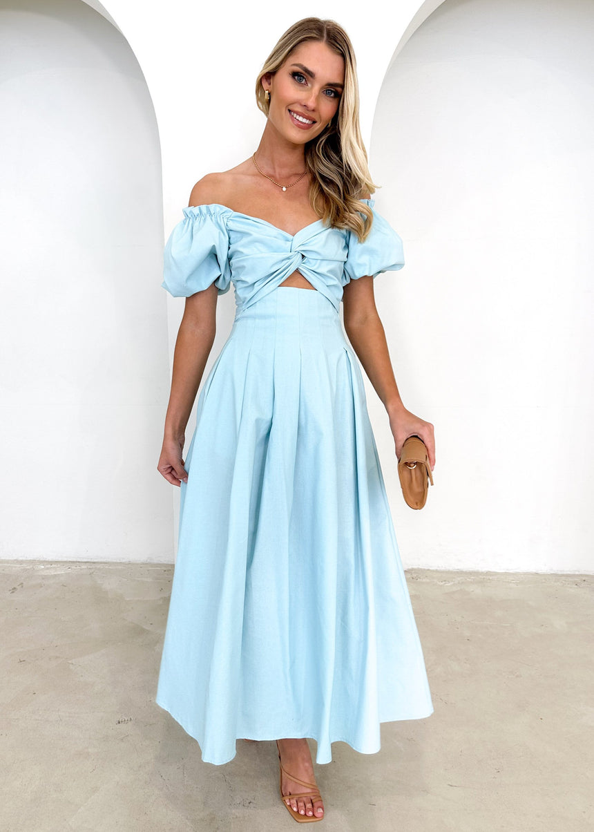 Larttie Off Shoulder Midi Dress - Powder Blue